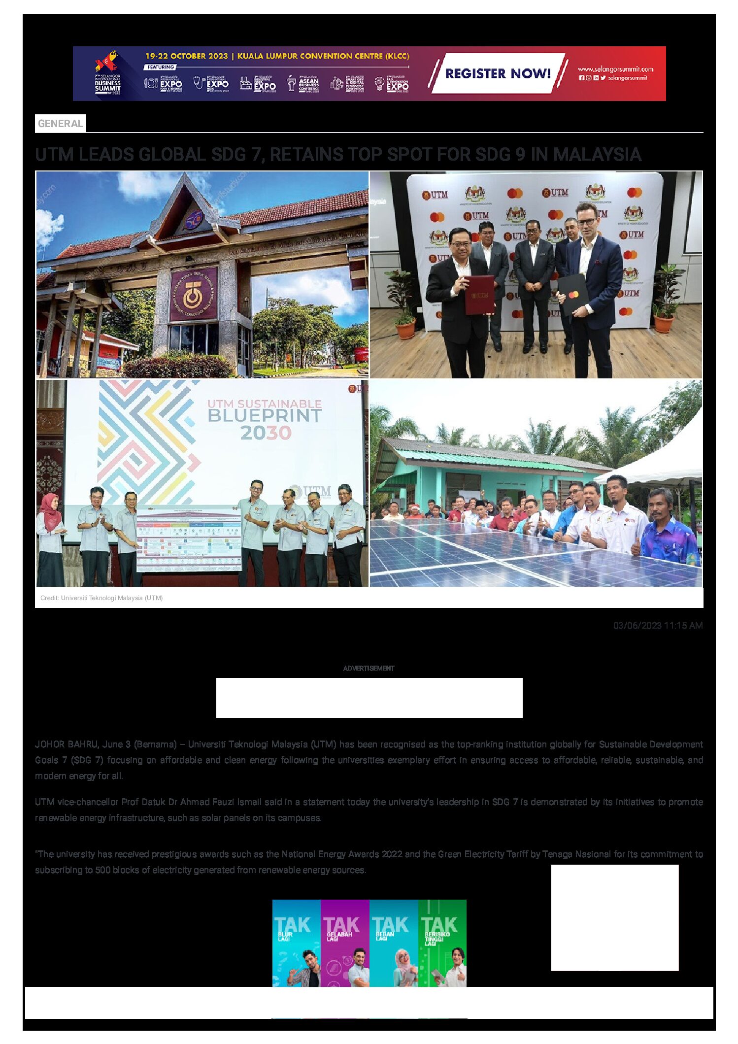 UTM LEADS GLOBAL SDG 7, RETAINS TOP SPOT FOR SDG 9 IN MALAYSIA | UTM ...